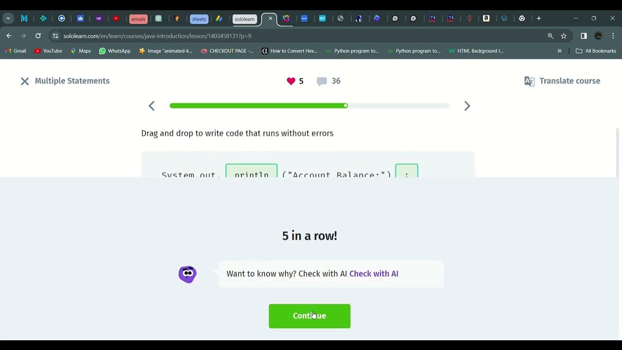 02 Multiple Statements Introduction To Java Sololearn Youtube
