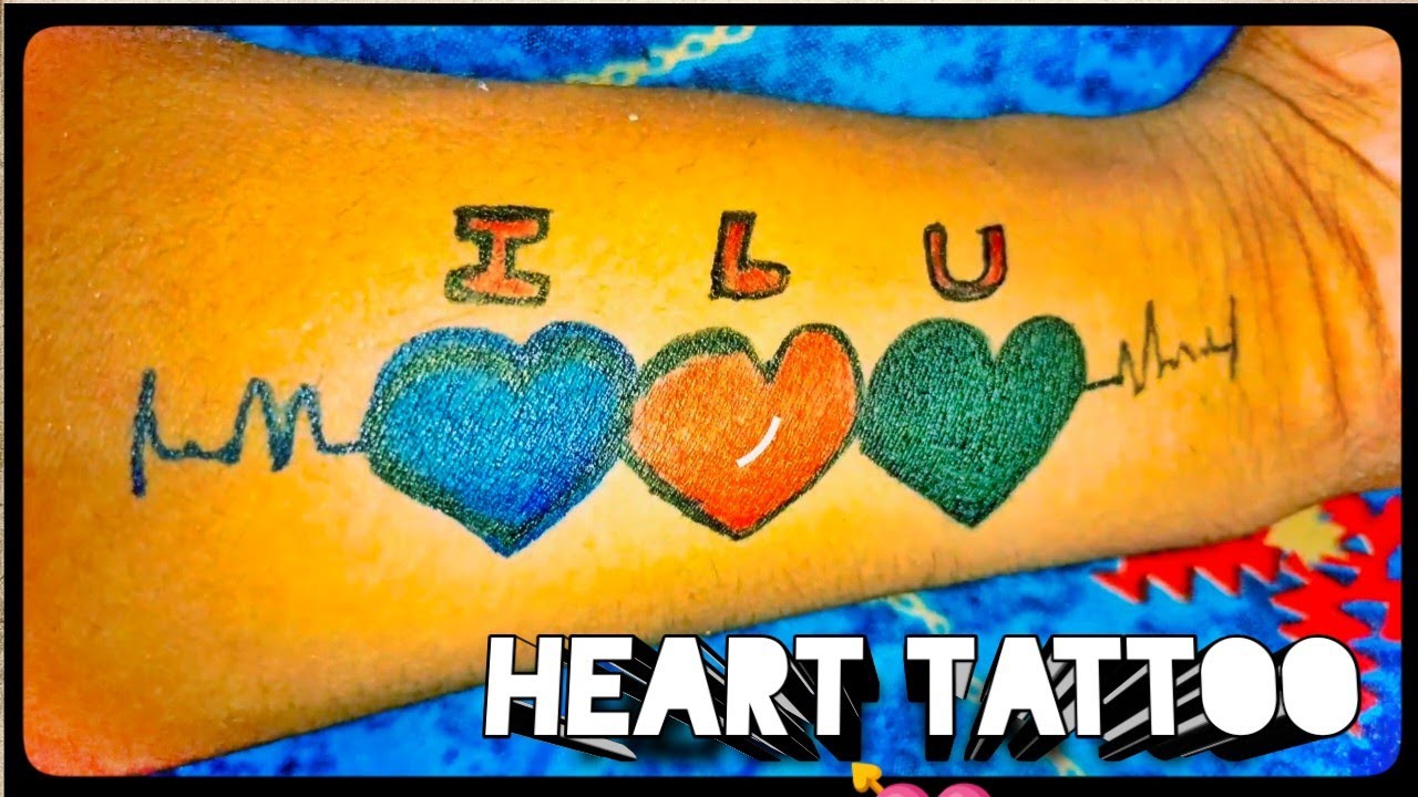 dil tattoo kaise banaye || How To Make Heart Tattoo #tattoo #tatto # ...