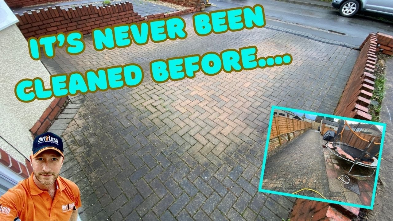 IT'S NEVER BEEN CLEANED BEFORE!!! Pressure washing dirty block paved ...