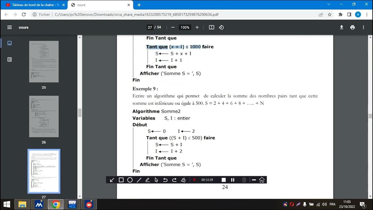 23-cours Algorithmique et Structures de données1ère Année MI programmer les trois boucles en Cpp ...