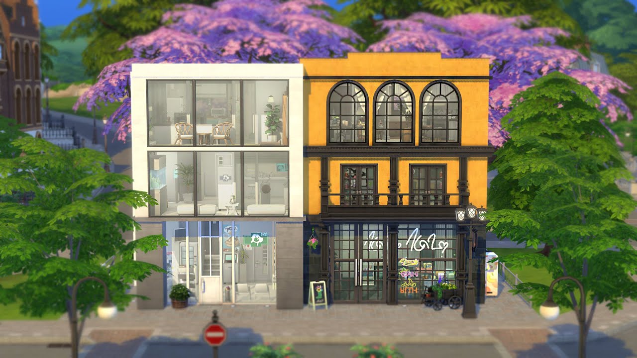 Townhouse + Thrift store + Vet | Stop Motion build | The Sims 4 | NO CC ...