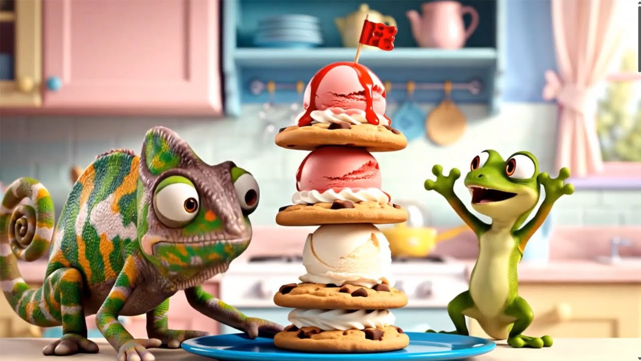 Chameleon & Gecko’s Ice Cream Island Adventure | 3D Cartoon Fun for ...