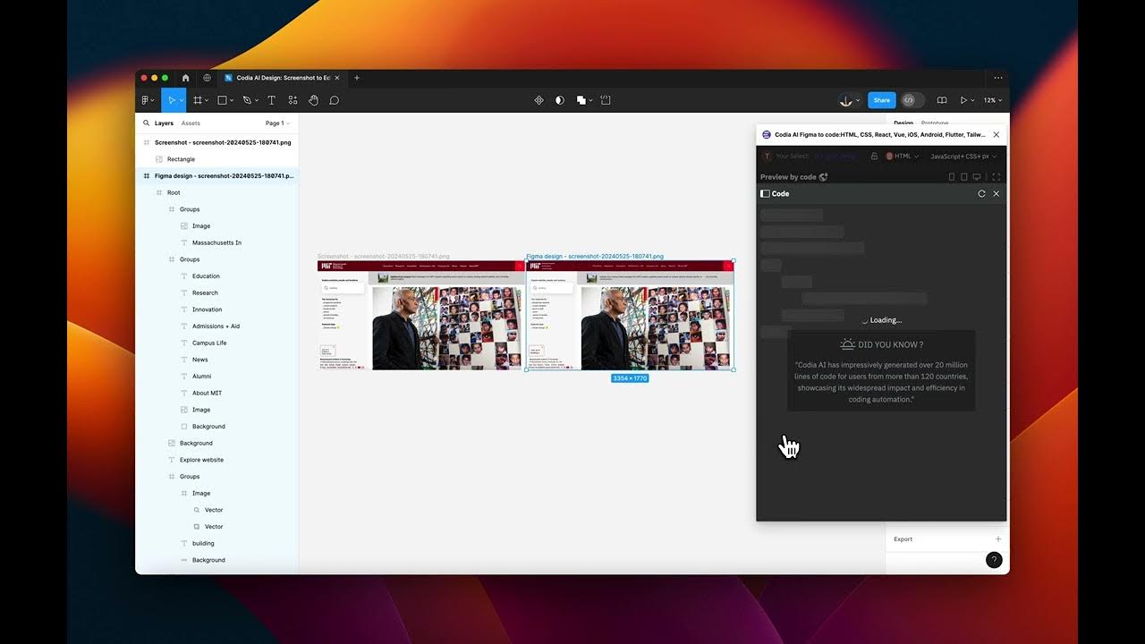 Figma to Code:convert mit.edu into code for any platform such as ...
