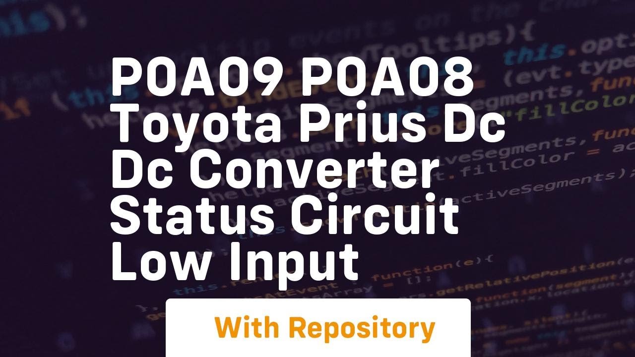 P0a09 p0a08 toyota prius dc dc converter status circuit low input - YouTube