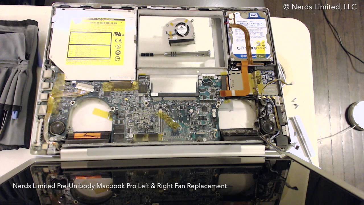 Timelapse of 15" non-unibody MacBook Pro Left & Right Fan Replacement ...