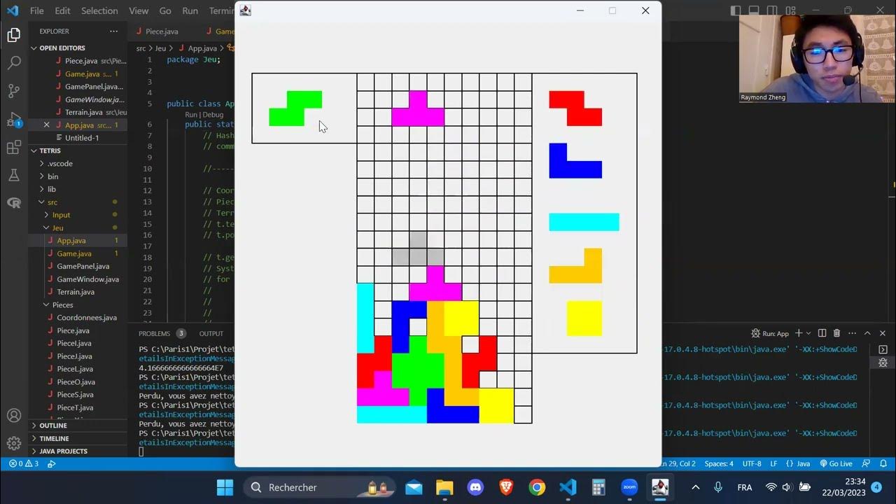 Présentation rapide d'un projet Tetris en java - YouTube
