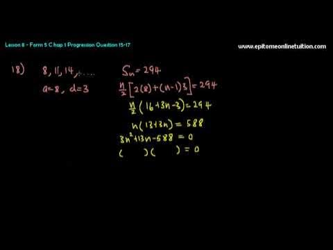 Progression Video 8 Form 5 Add Math - YouTube