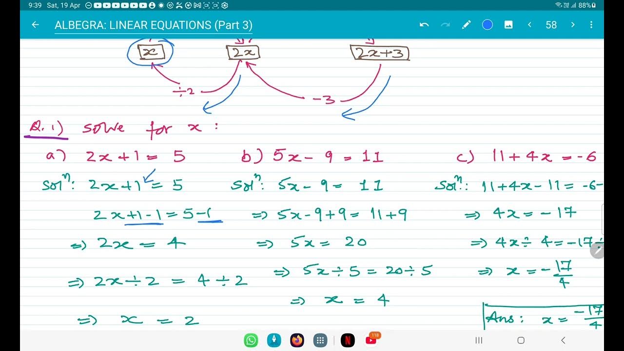 Algebra linear equation (Part 3): How to isolate the variable. - YouTube