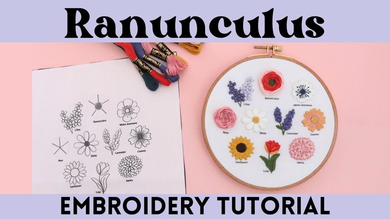 Flower Chart Embroidery Kit - Ranunculus - YouTube