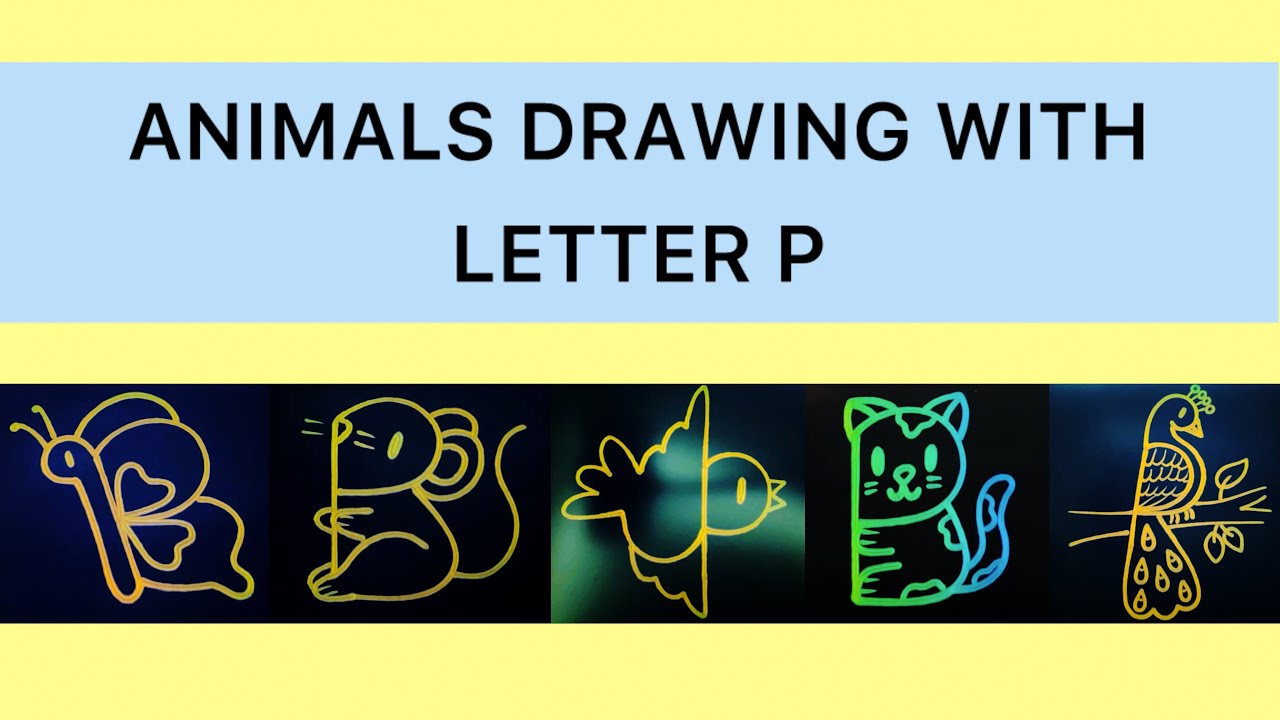 DRAWING WITH LETTER P | Cute & Easy Animal Sketches - YouTube