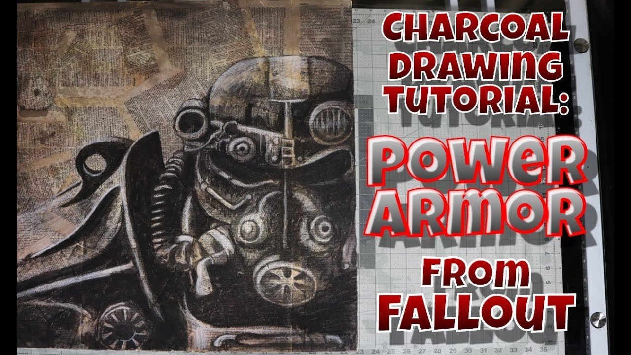 Power Armor Charcoal Drawing - YouTube