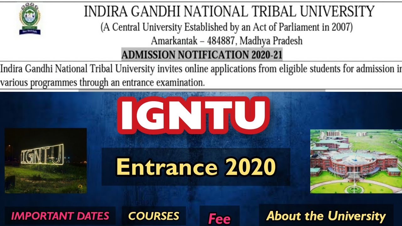 Indira Gandhi Tribal University Admission 2020 l IGNTU Amarkantak ...