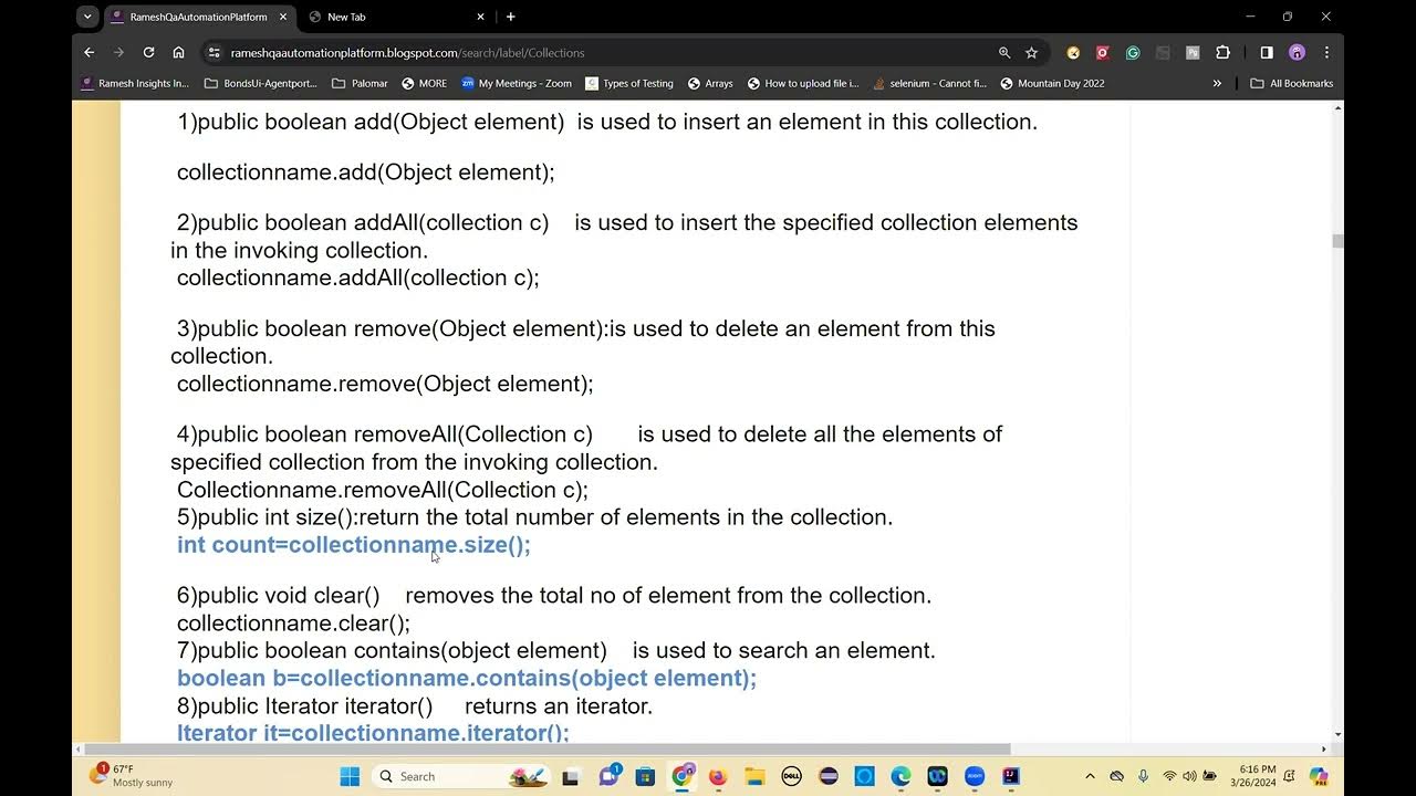 CoreJava Collections Introduction Part1 March 26 2024 - YouTube
