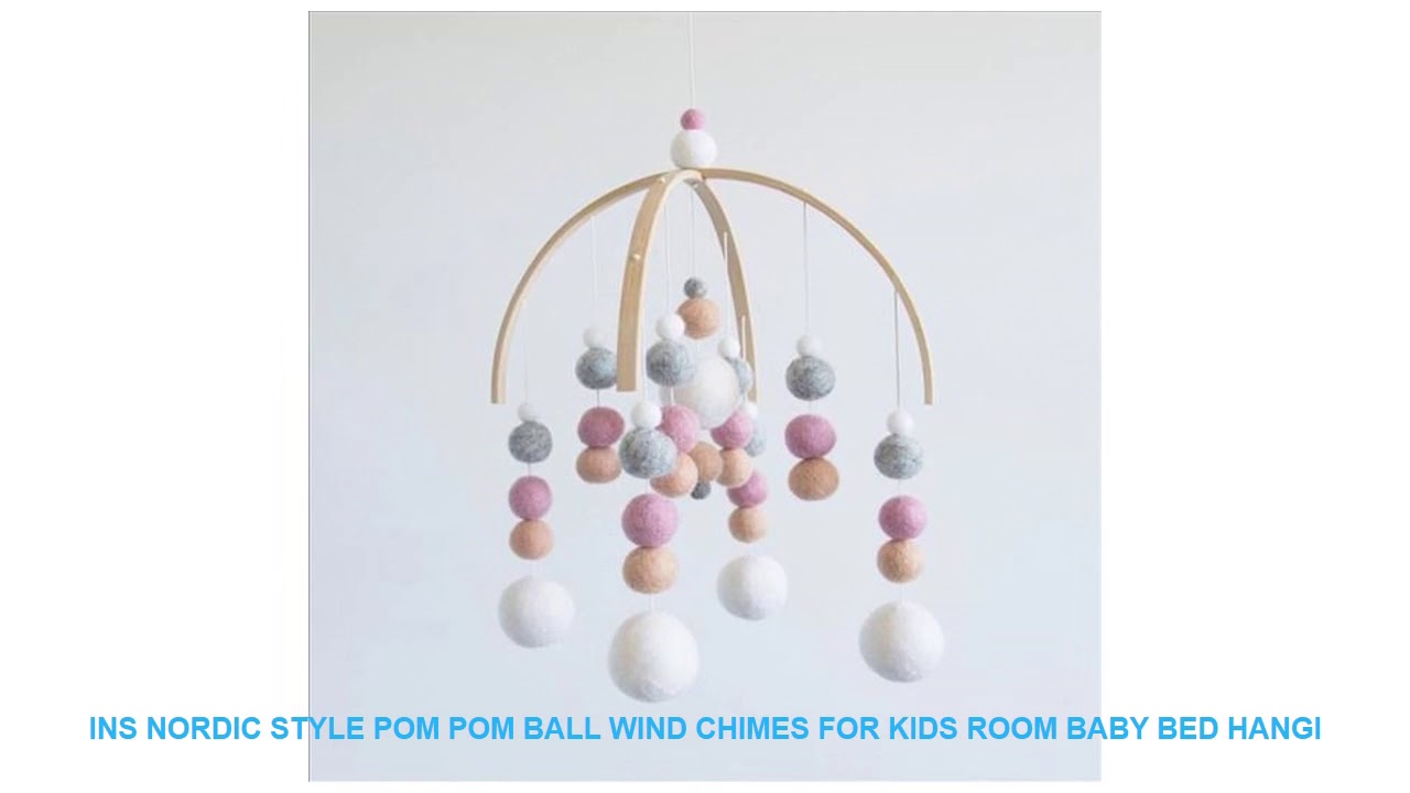 INS Nordic Style Pom Pom Ball Wind Chimes for Kids Room Baby Bed Hangi ...