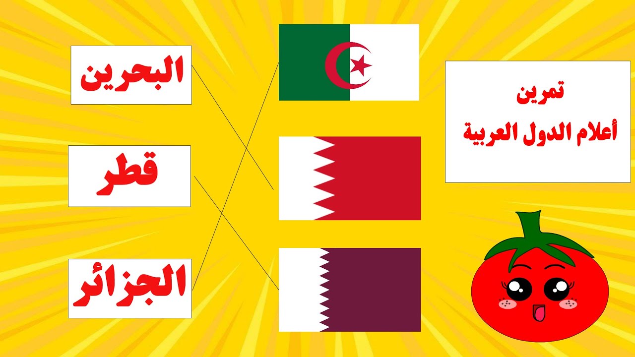 تمارين أعلام الدول العربية - تعليم الأطفال أسماء الدول العربية وأعلامها ...