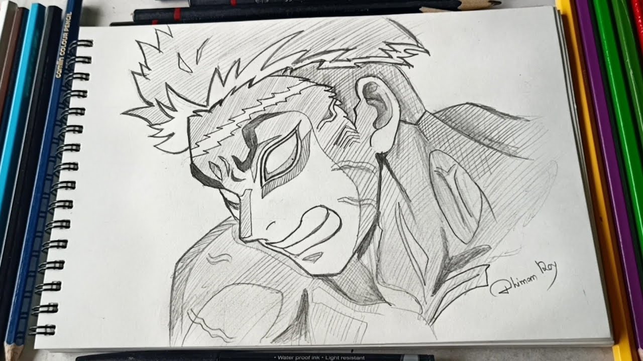 Gyomei Himejima sketch how to draw in only pencil ️ - YouTube