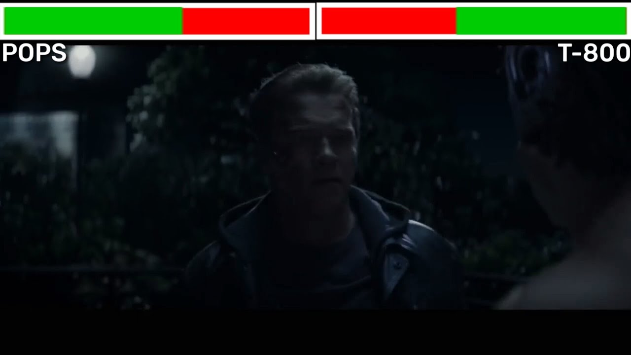 Pops Vs T-800 With HealthBars (First Fight) HD (Terminator 5 Genisys ...