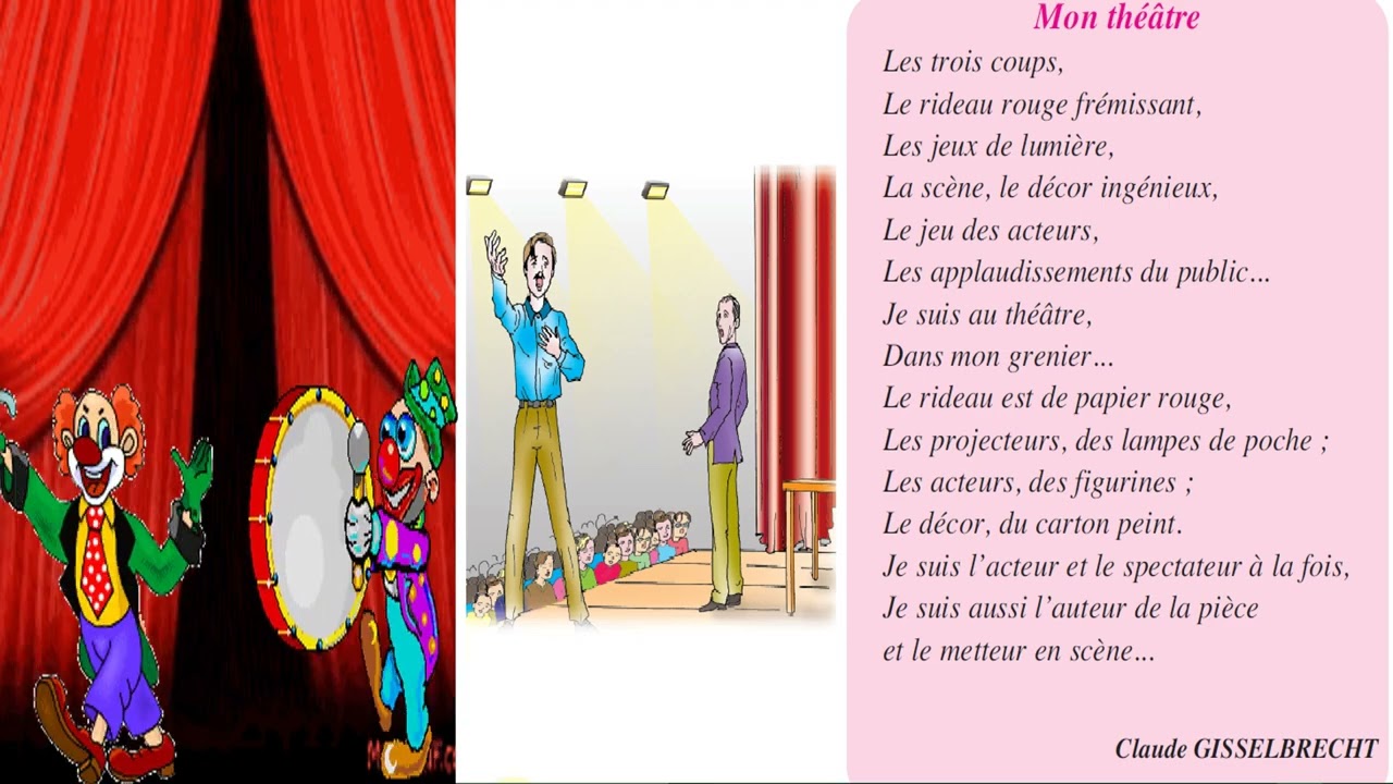 mon théâtre/poème mon théâtre/محفوظات سنة خامسة بالفرنسية/chanson mon ...