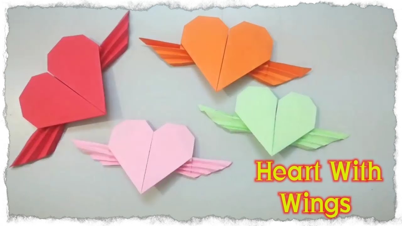 How to make a paper heart with wings | Origami Winged Heart - YouTube