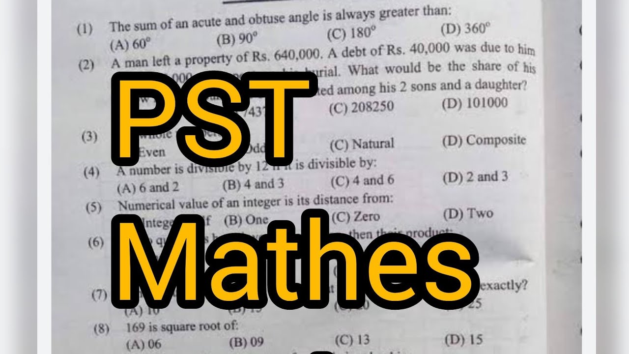 PST test maths MCQs (@pst test maths MCQs) - YouTube