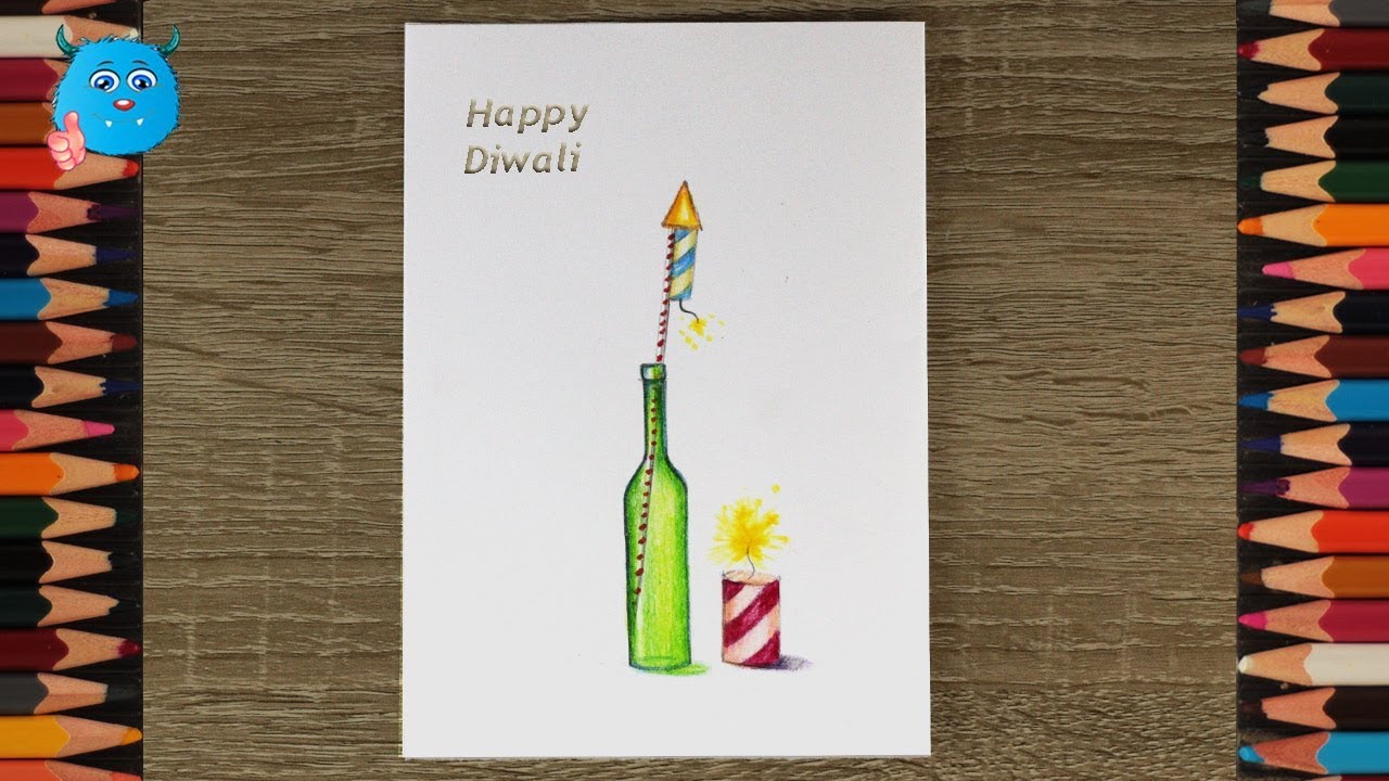 Diwali drawing ideas | how to draw Diwali festival greeting card ...