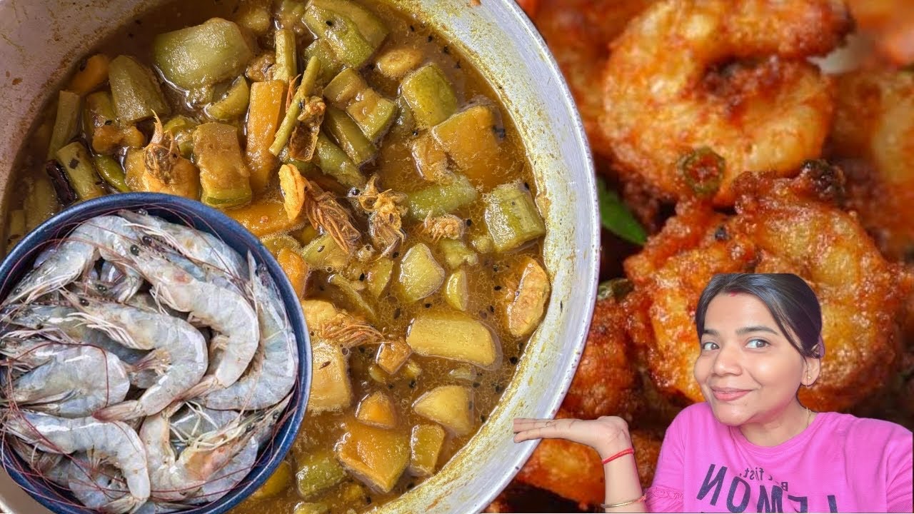 live🔴|Chingri mach🍤 se Mix Sabji😍|Prawn fish mix Sabji Recipe|chingri ...