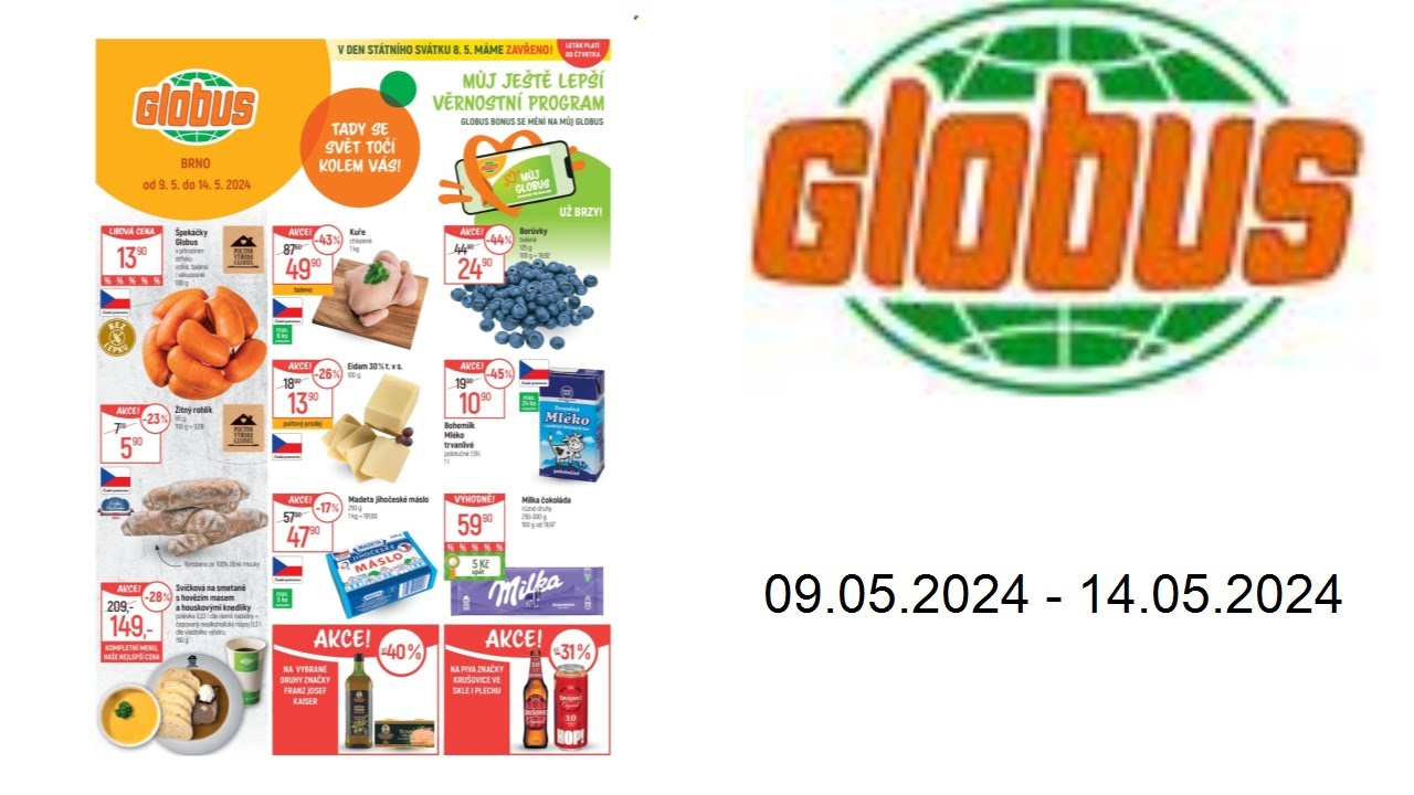 Leták Globus (CZ) - 9.5.2024 - 14.5.2024 - YouTube
