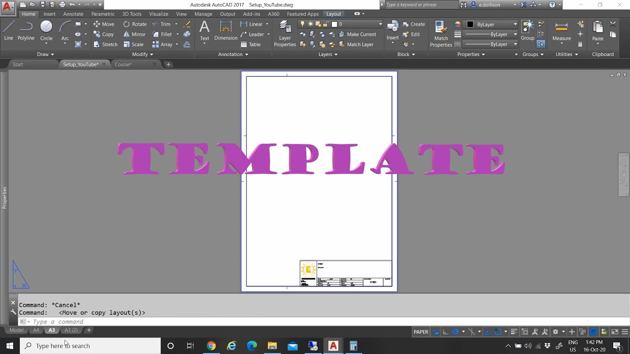#8 AutoCAD Basics: Template - YouTube