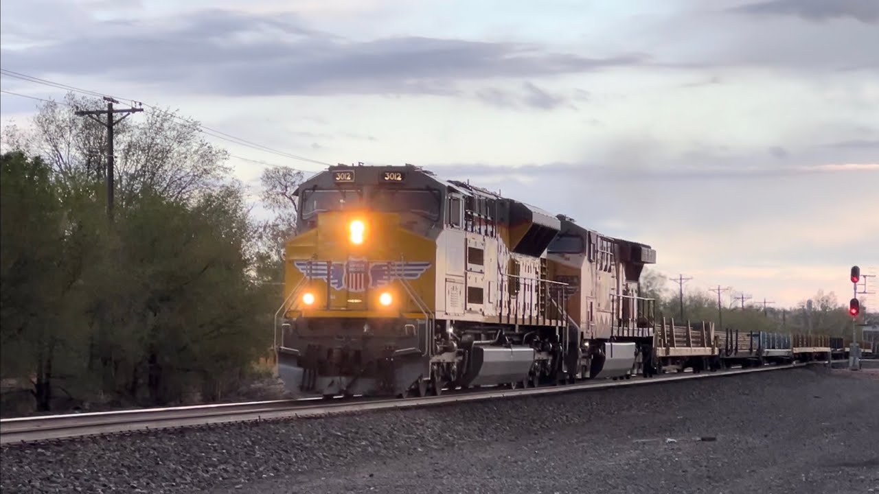 Union Pacific #3012 Leading & Crazy NB Manifest With Rails & Coal Cars ...