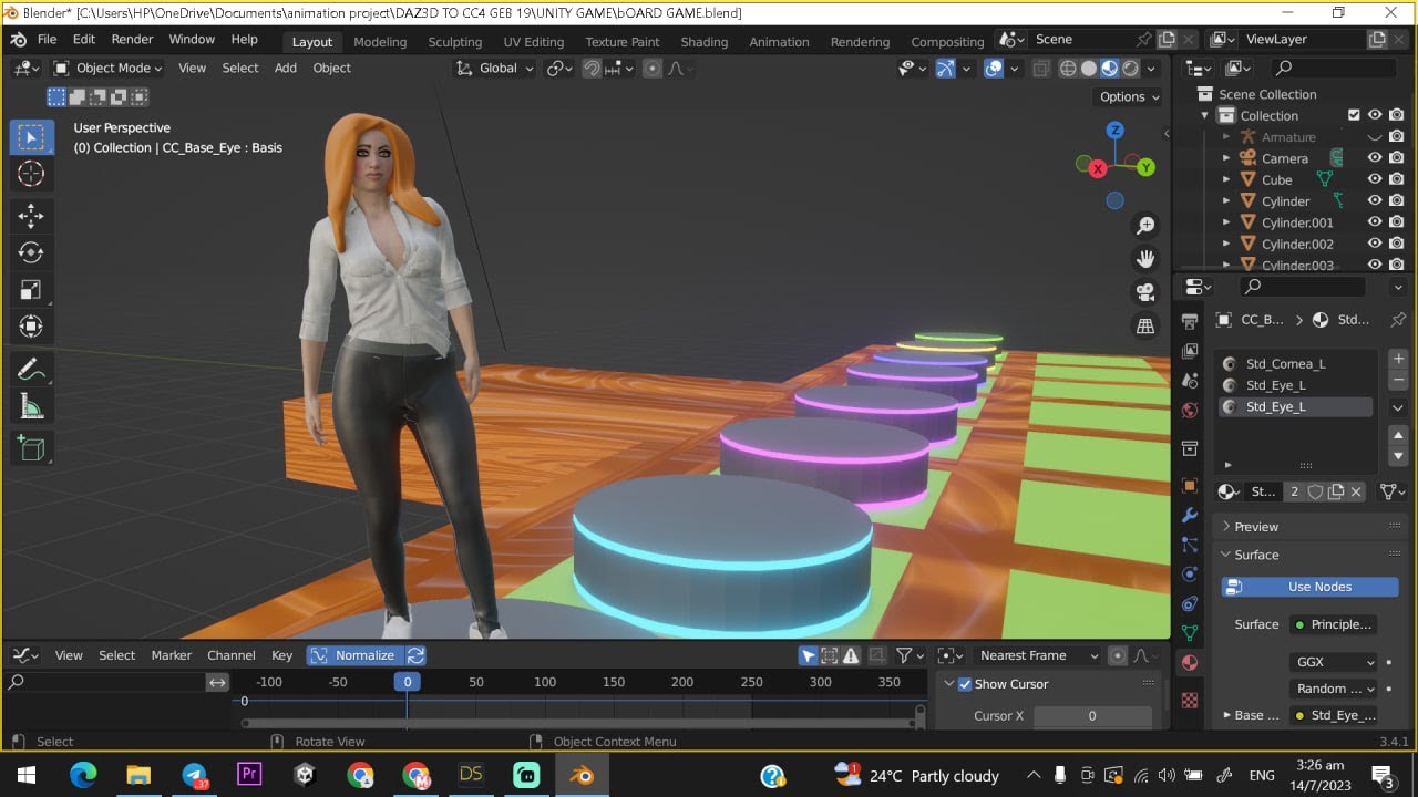 [ No Audio ] Daz 3D Hair Creation , Import to Blender , Board Game ...