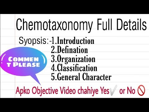 Chemotaxonomy Full Details Tyes of Chemotaxonomy Notes - YouTube