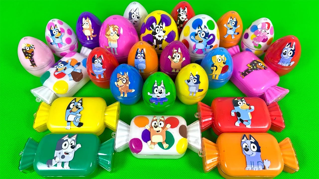 Big Eggs: Looking For BLUEY Candy with Rainbow CLAY ! Satisfying ASMR ...