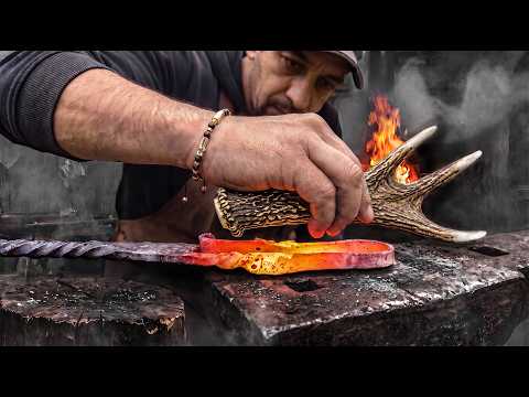 Fire and Bone! Forging an Antler Knife With Leather Sheath