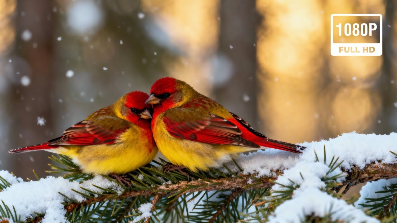 Winter Morning Bird Sounds & Relaxation Music for Stress Relief and ...