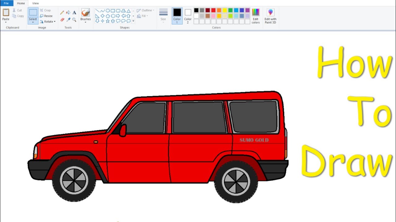 How To Draw a TATA Sumo Gold Car in MS Paint - YouTube
