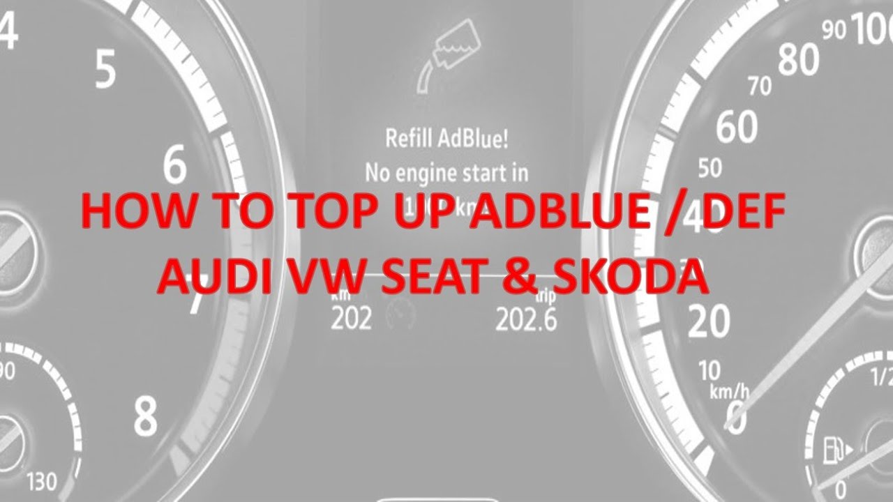 AdBlue top up #Audi #VW A4 A5 A6 A7 Q5 Q7 SHARAN SEAT Alhambra - YouTube
