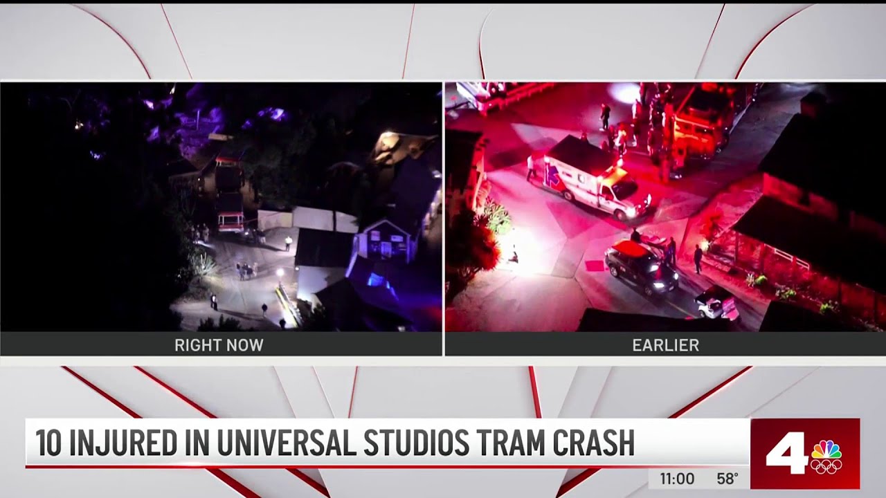 Crash involving tram injures 10 at Universal Studios - YouTube