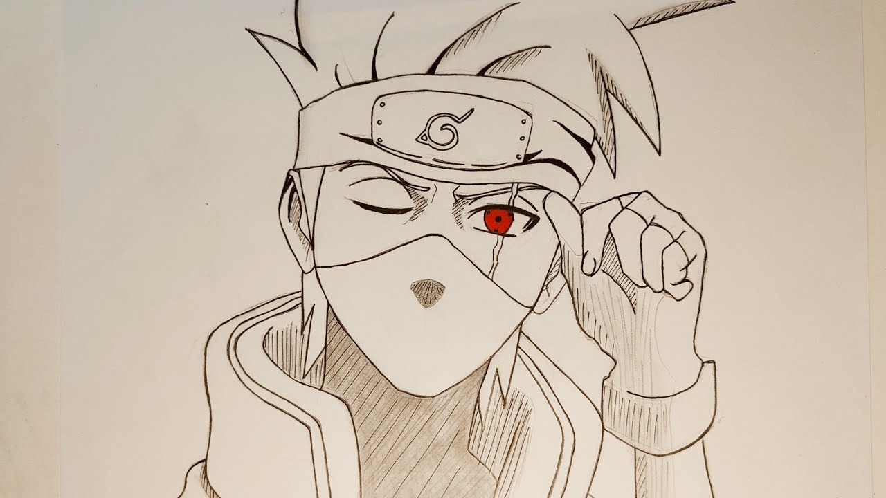 EASY KAKASHI DRAWING WITH 5 ITEMS! ⚡ - YouTube
