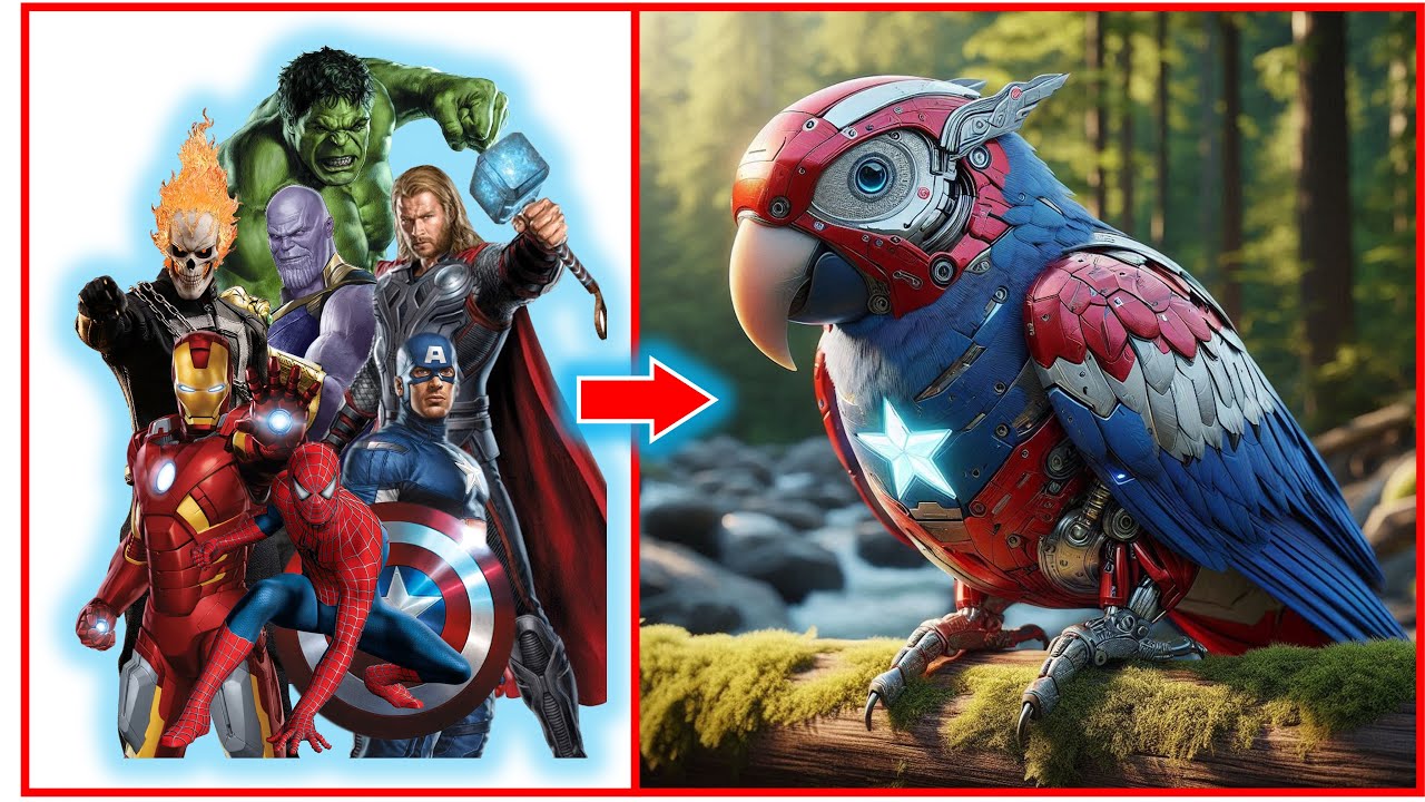 Most popular superheroes in Cyborg Parrot version | MrRoeun Ai #marvel ...
