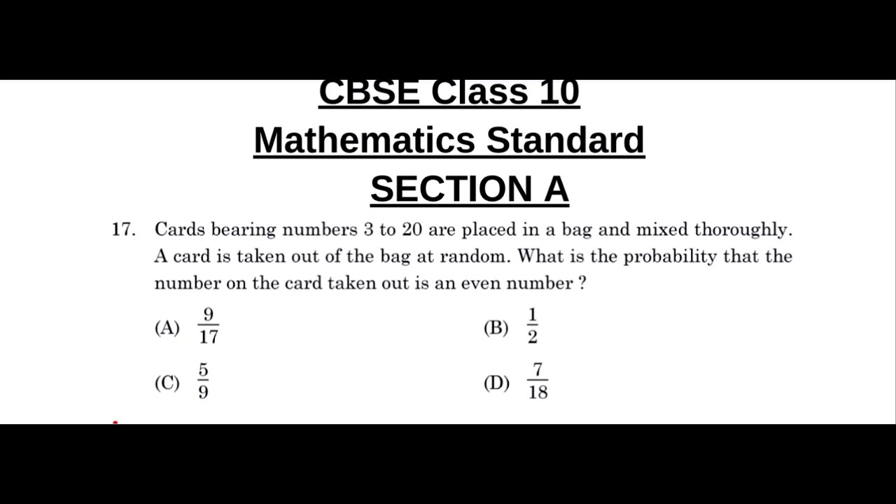 Cards bearing number 3 to 20 are placed in a bag and mixed thoroughly.A ...