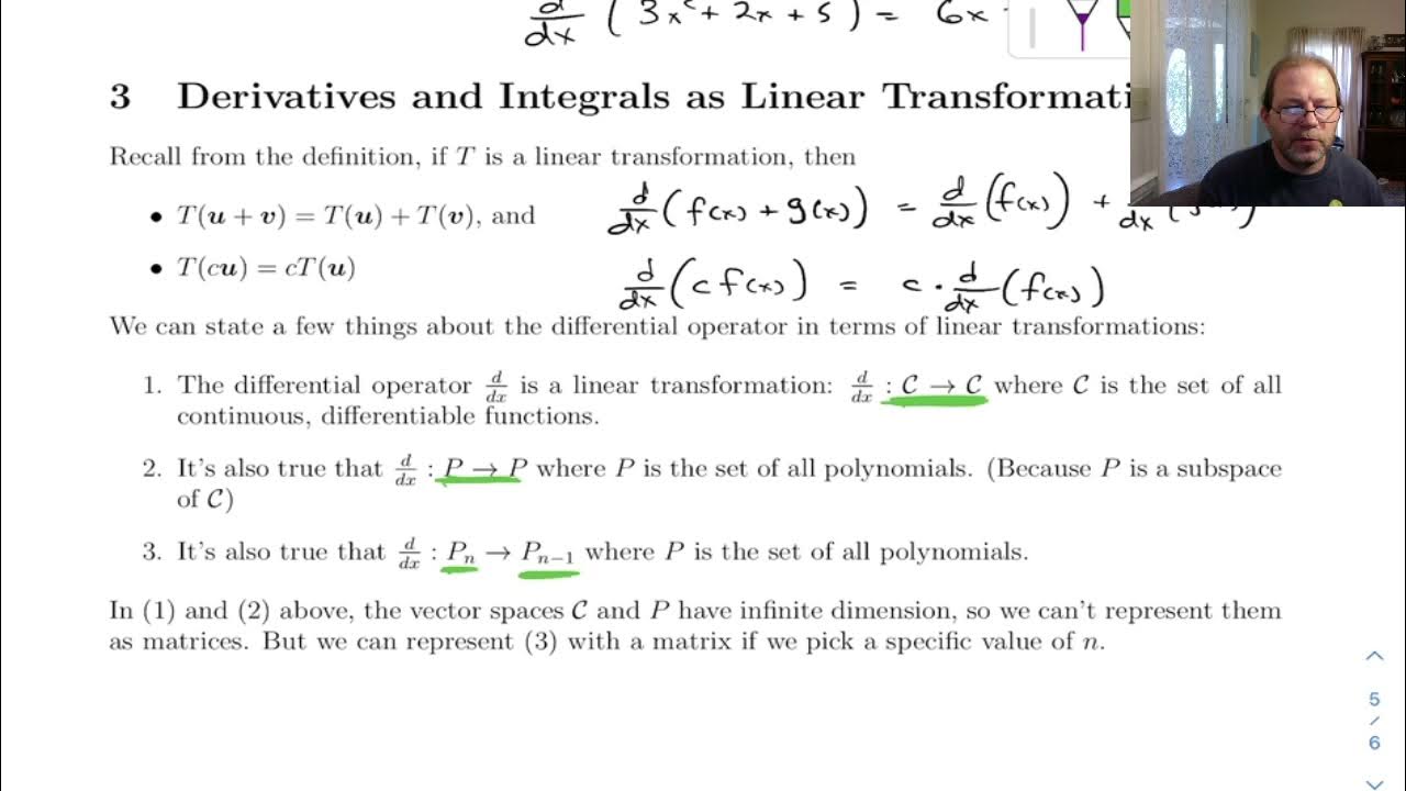 a6 1 4 Derivatives and Integrals as linear transformations - YouTube