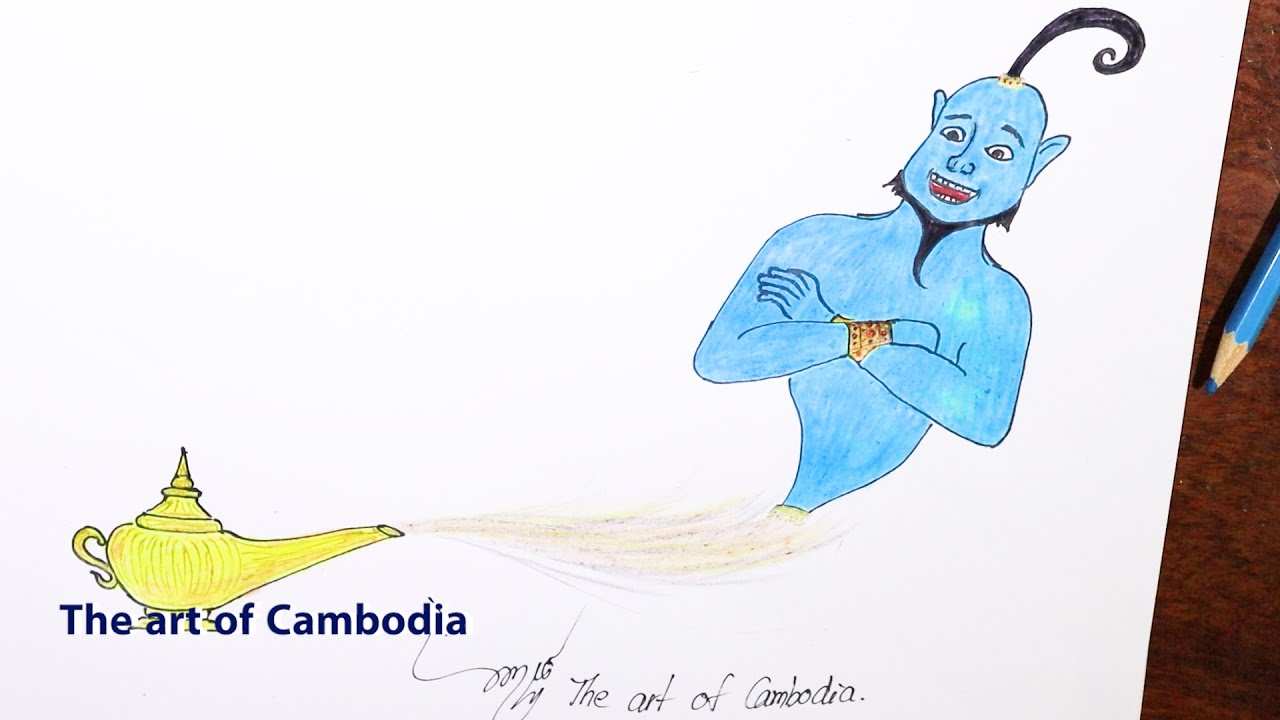 Aladdin and Magic Lamp | How to draw Aladdin and the Magic Lamp step by ...
