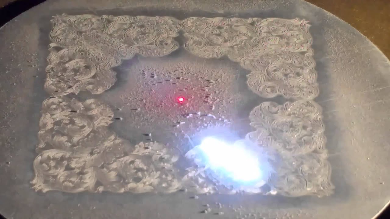 High speed laser engraving on silver & gold sheet - YouTube