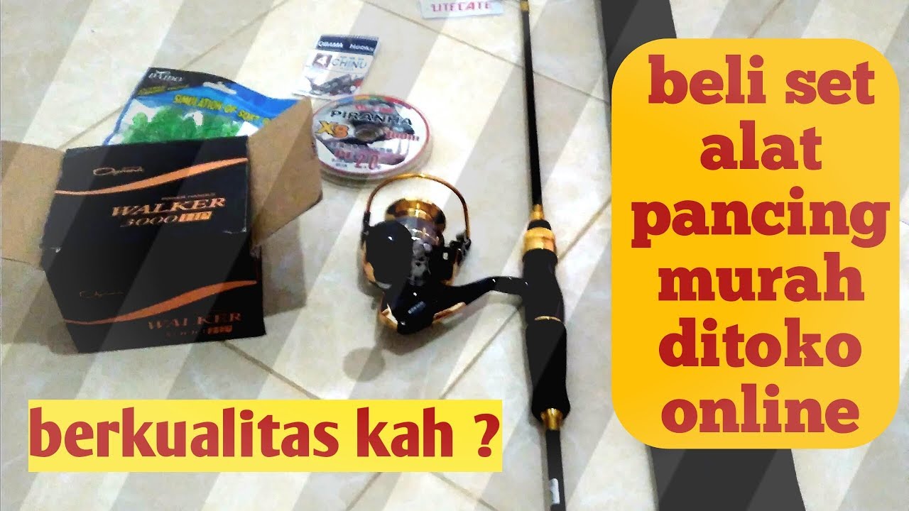 baru beli alat pancing 1 set alat pancing di toko online - YouTube