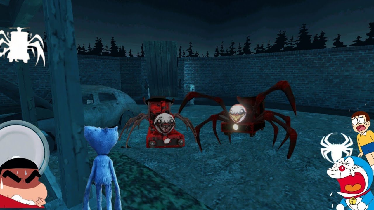 Poopy playtime & Choo choo charles banke kiya door escape with doremon ...