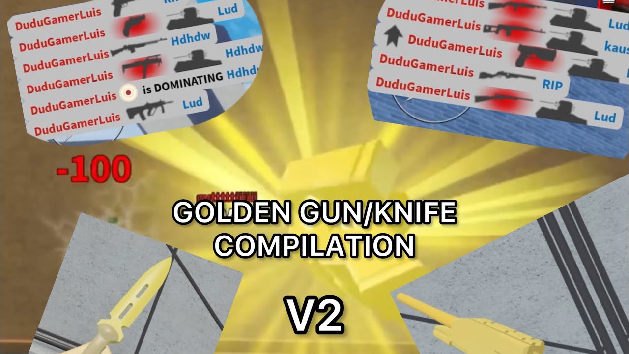 Golden gun/knife Compilation V2 (Roblox Arsenal) - YouTube