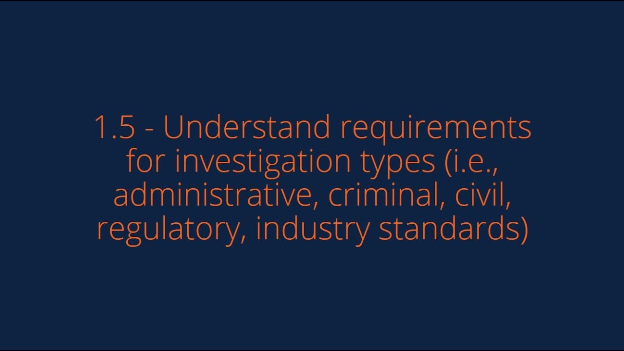 CISSP 2025 1.5 Understand requirements for investigation types - YouTube