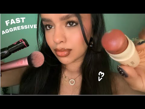 ASMR~ Extreme Mouth Sounds FAST and AGGRESSIVE Makeup on YOU