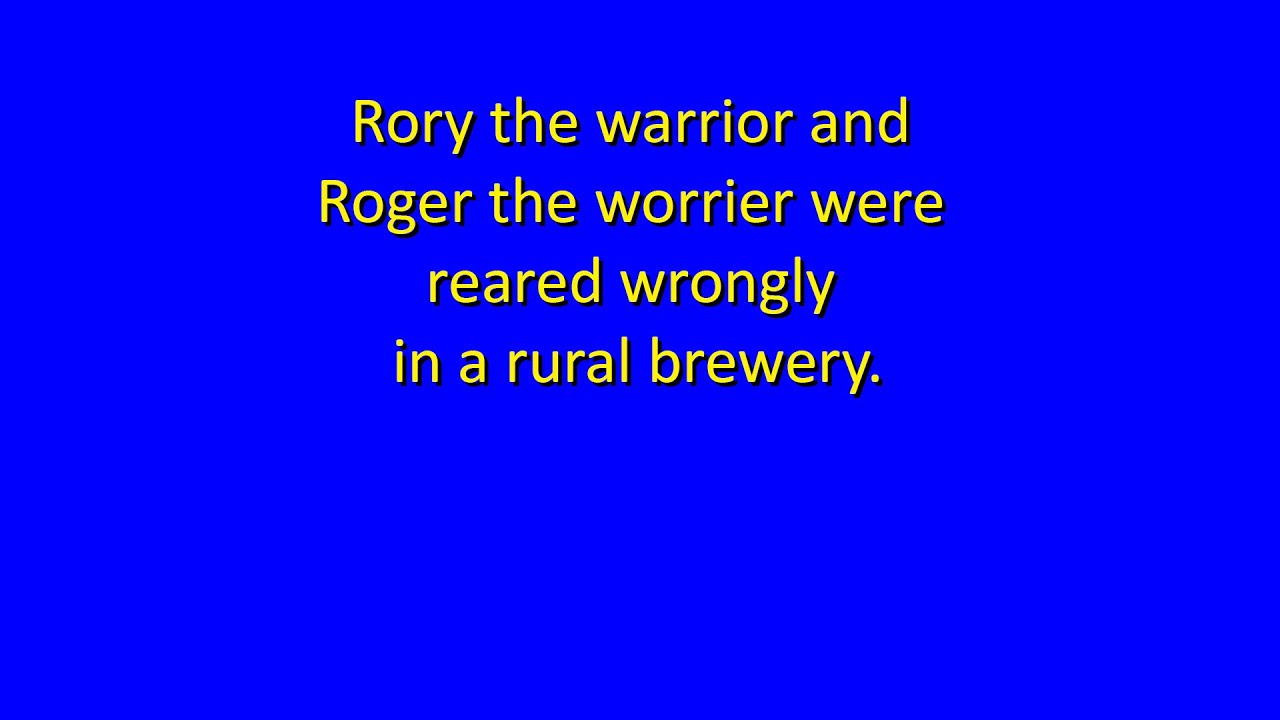 How fast can you say Tongue Twister 88: Rory the warrior... - YouTube
