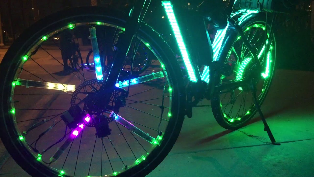 Custom LED Wheel Lights on Diamondback Trace EXC ebike - YouTube